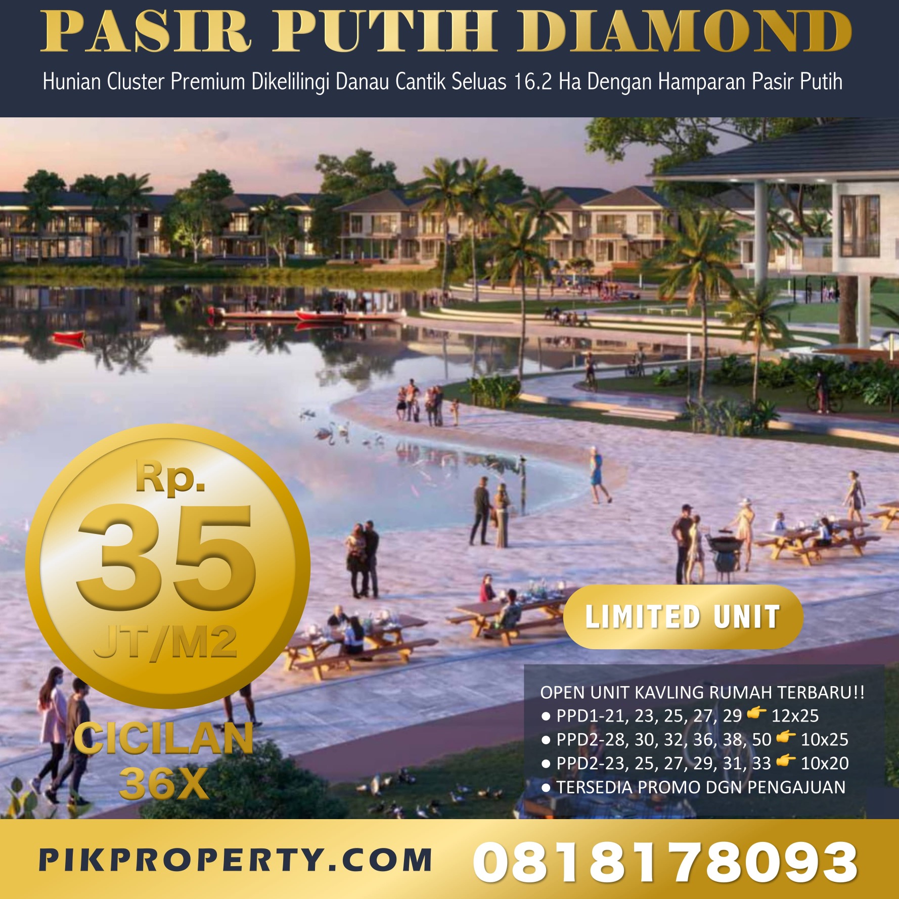 Kavling Belakang Danau Pasir Putih Diamond PIK 2 | PIK Property