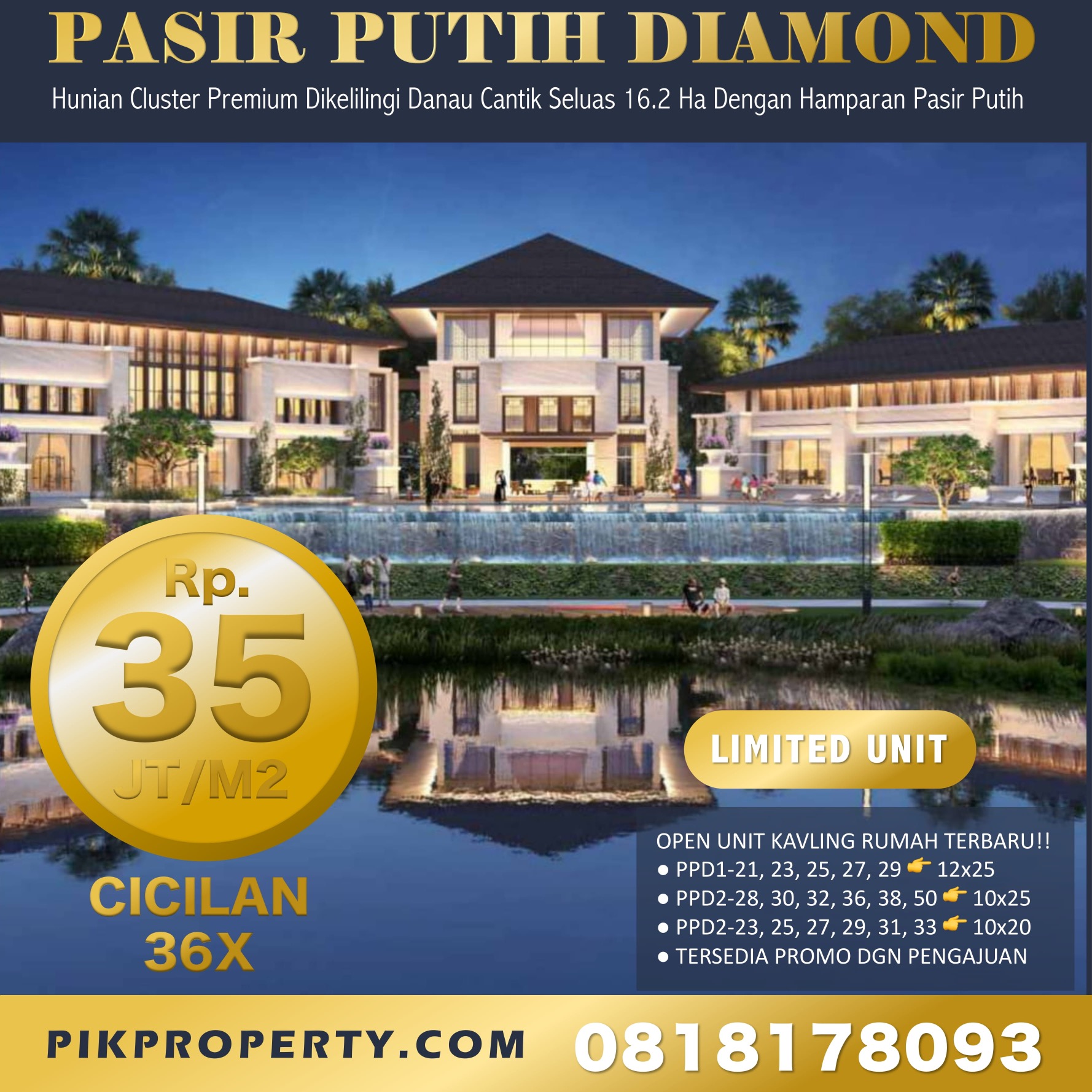 Kavling Belakang Danau Pasir Putih Diamond PIK 2 | PIK Property
